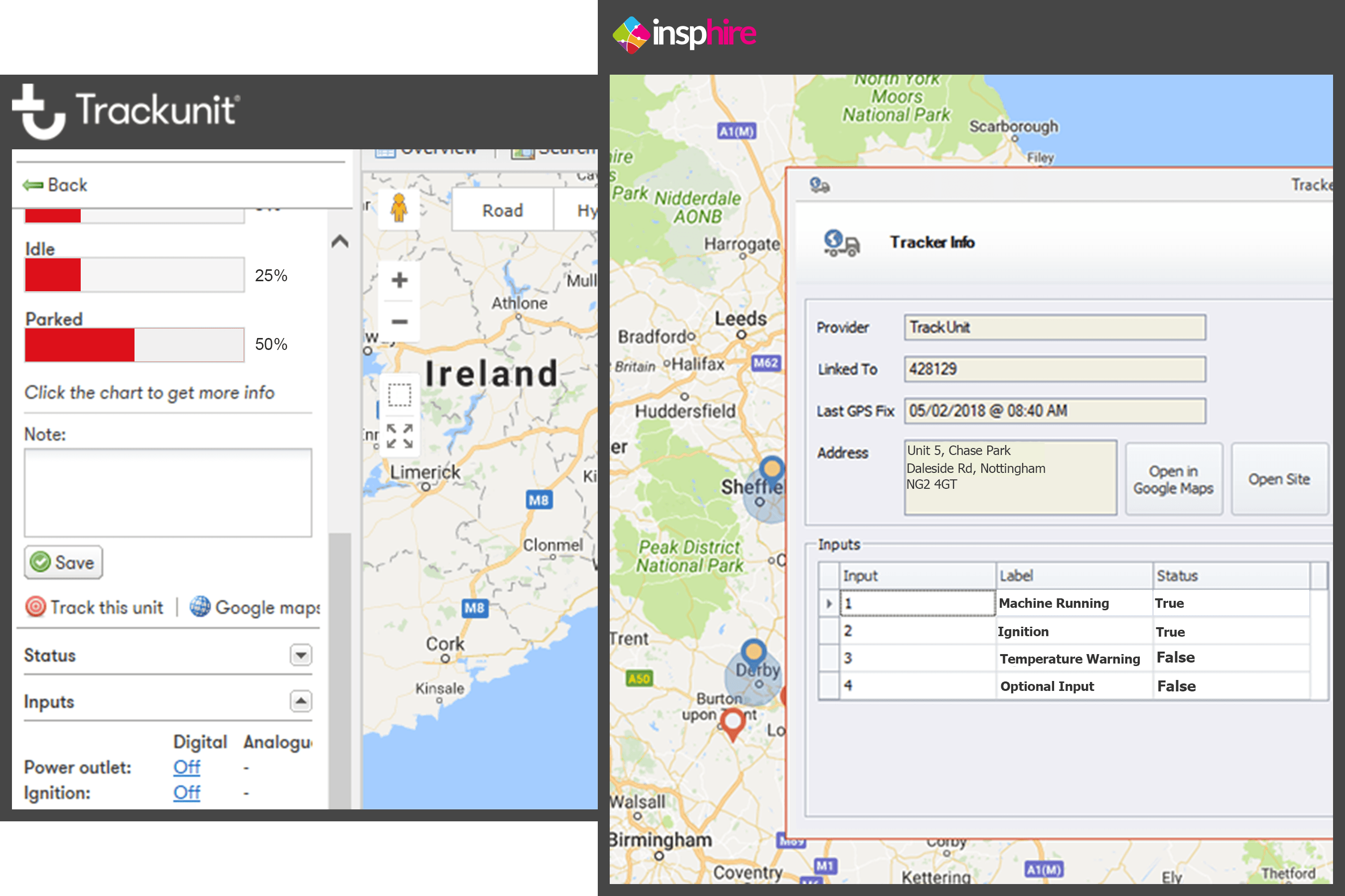 Trackunit Integration InspHire